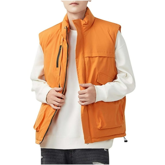 Handshe Men's Vest Jacket, Solid Color with Stand Collar, Warm Outdoor ...