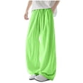 Handshe Men's Wide Leg Casual Pants, Solid Color Ice Silk Flowy ...