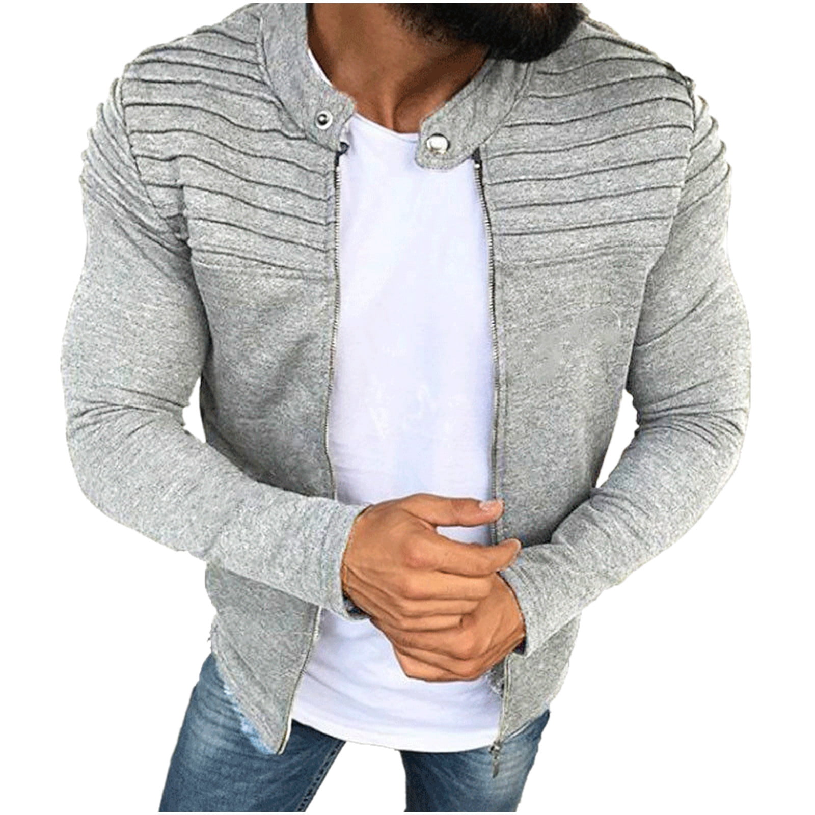Handshe Stylish Men's Solid - Color Long - Sleeve Hoodless Casual ...