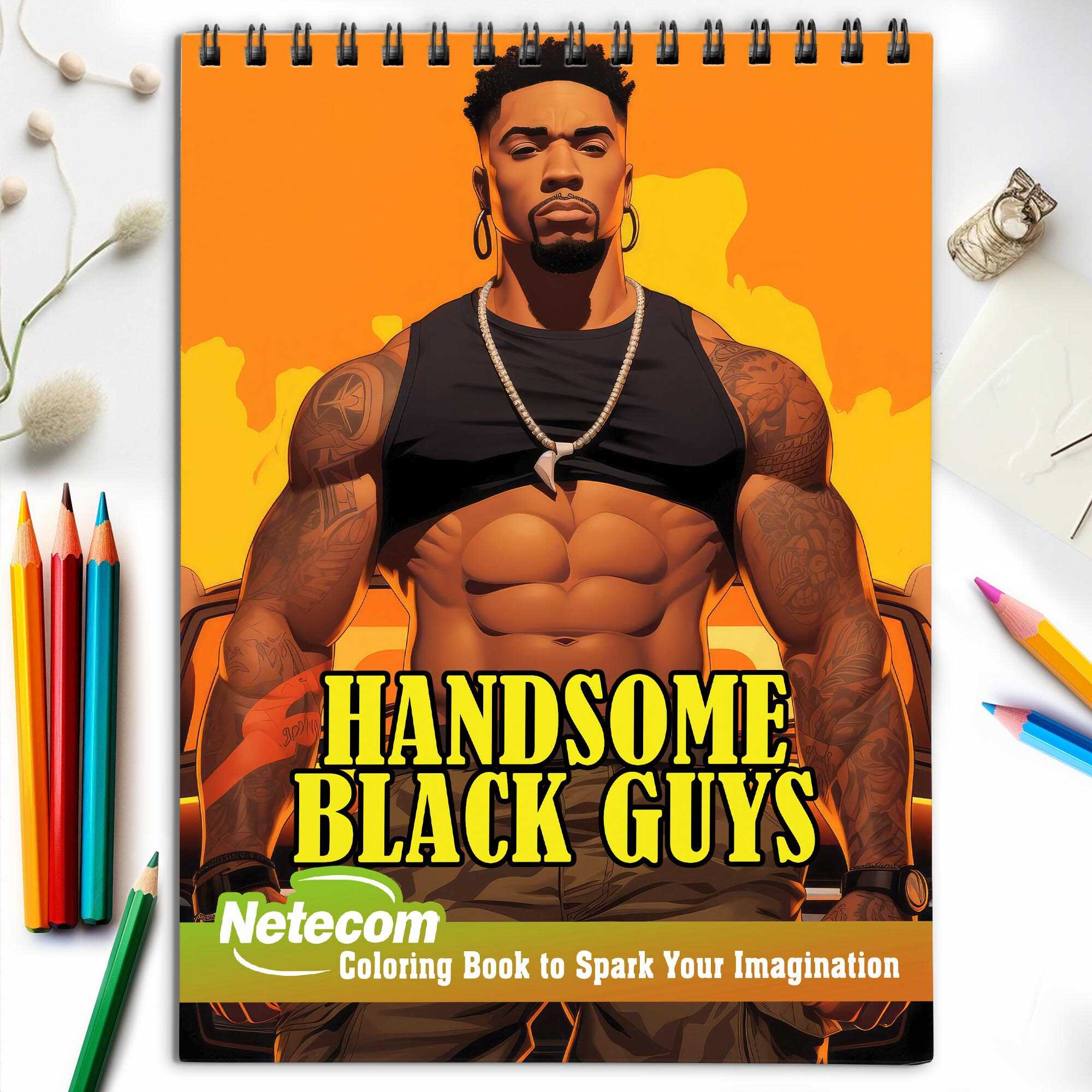 Handsome Black Guys Spiral Bound Coloring Book, Indulge in 30 Dashing ...