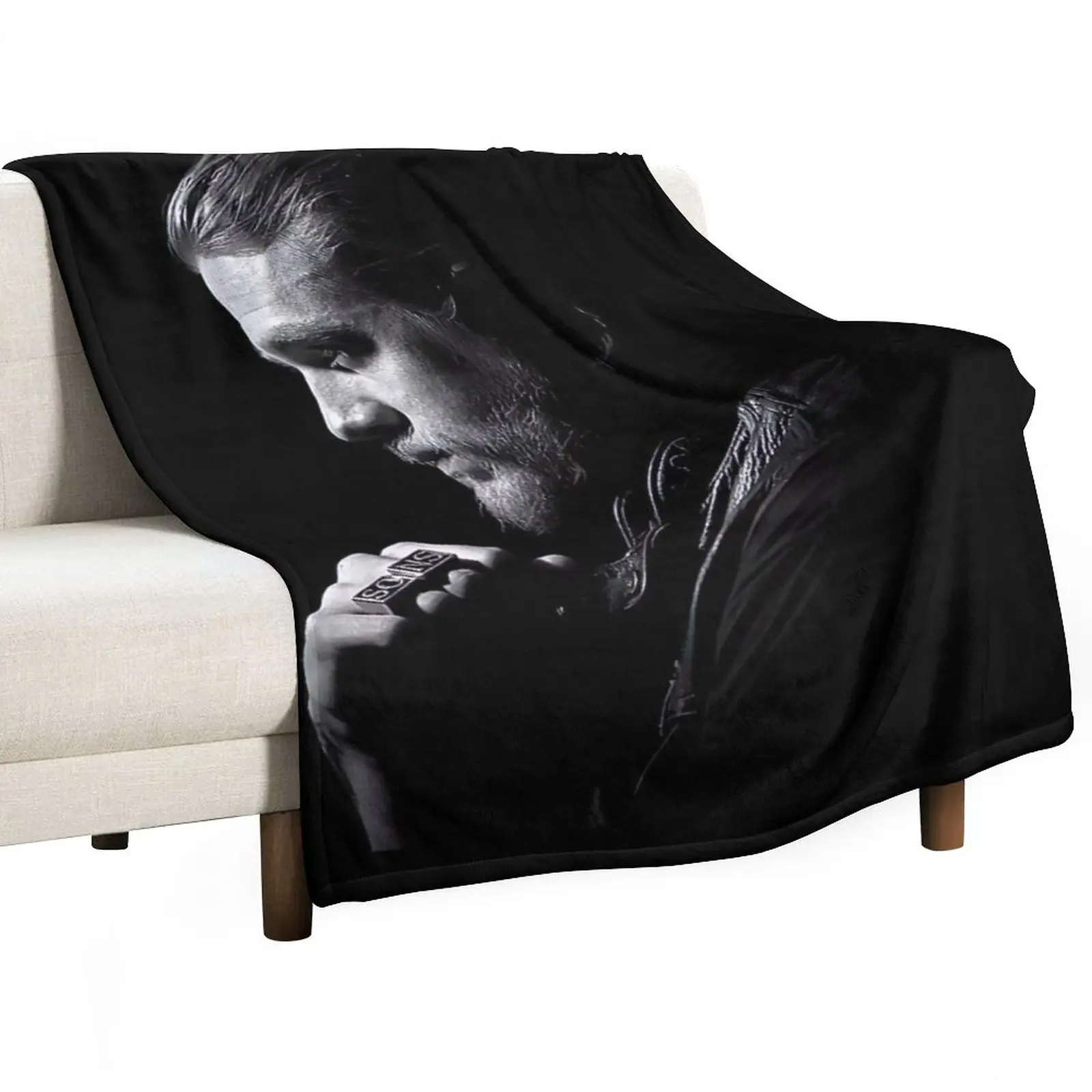 Handsome Charlie Hunnam black and white poster Throw Blanket For Sofa ...