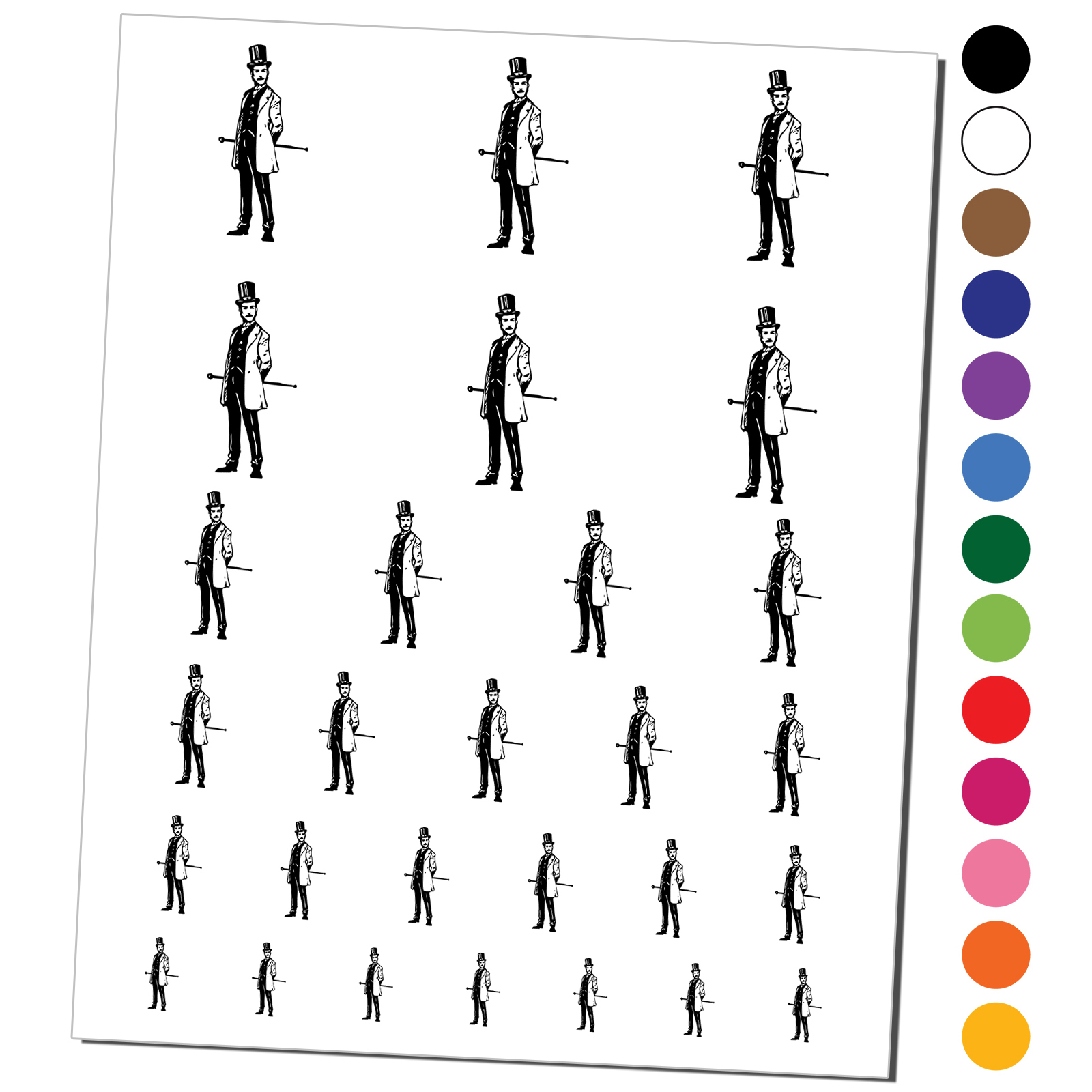 Handsome Dapper Victorian Gentleman with Top Hat and Mustache Water ...