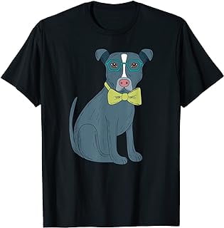 Handsome Pit Bull Puppy Dog Wearing Glasses and Bow Tie T-Shirt ...