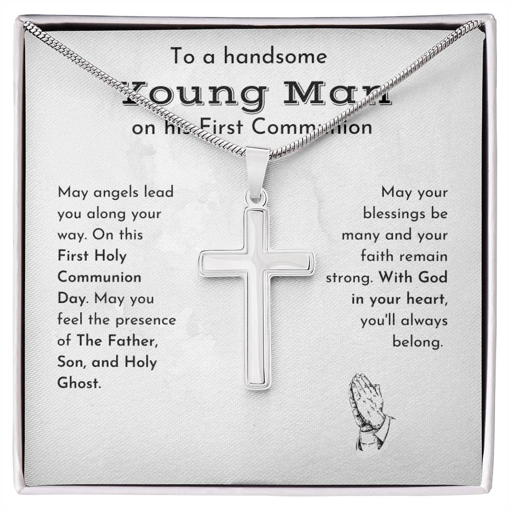 Handsome Young Man First Communion Artisan Cross Necklace - Artisan ...