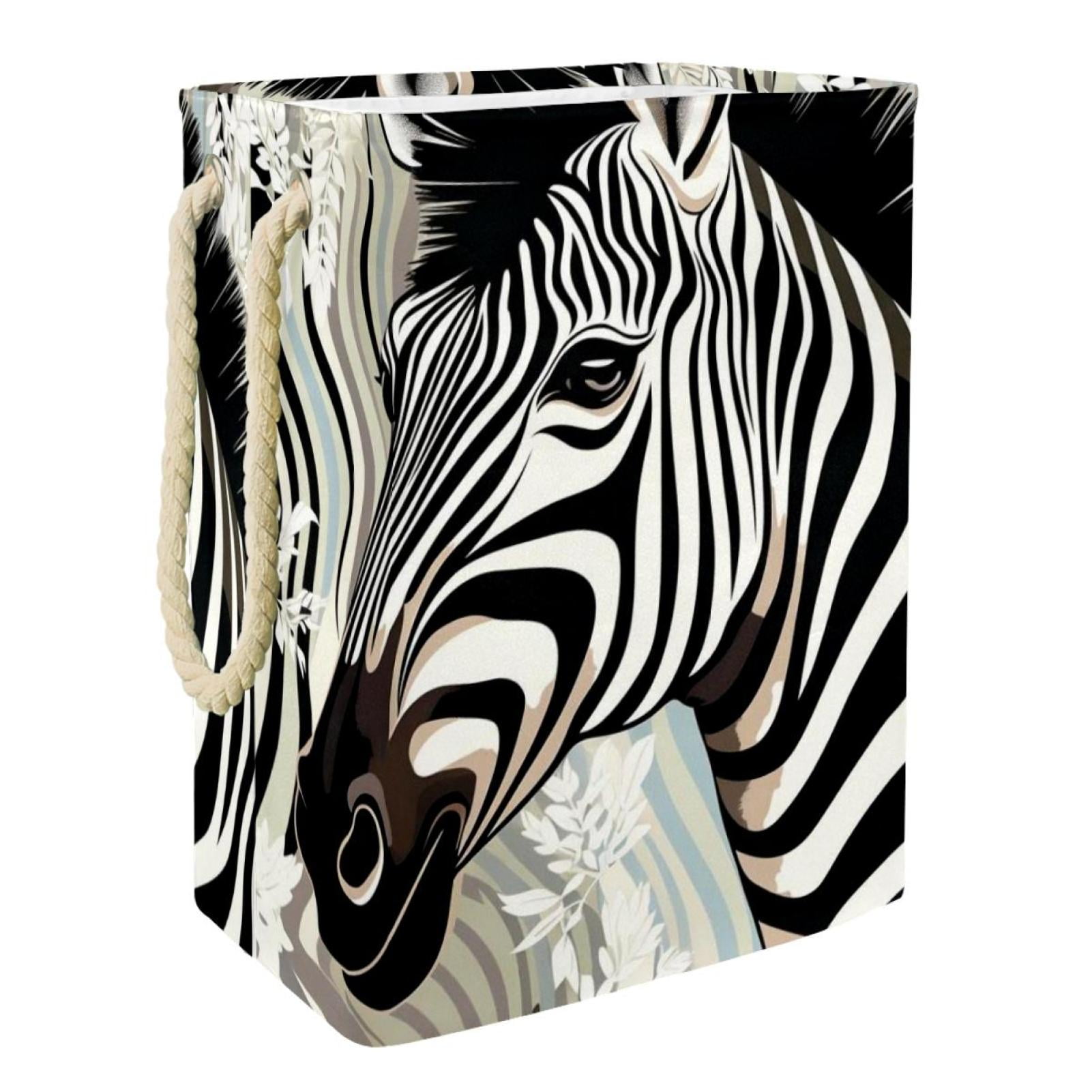 Handsome Zebra Animal Laundry Hamper, Collapsible Laundry Baskets Firm ...