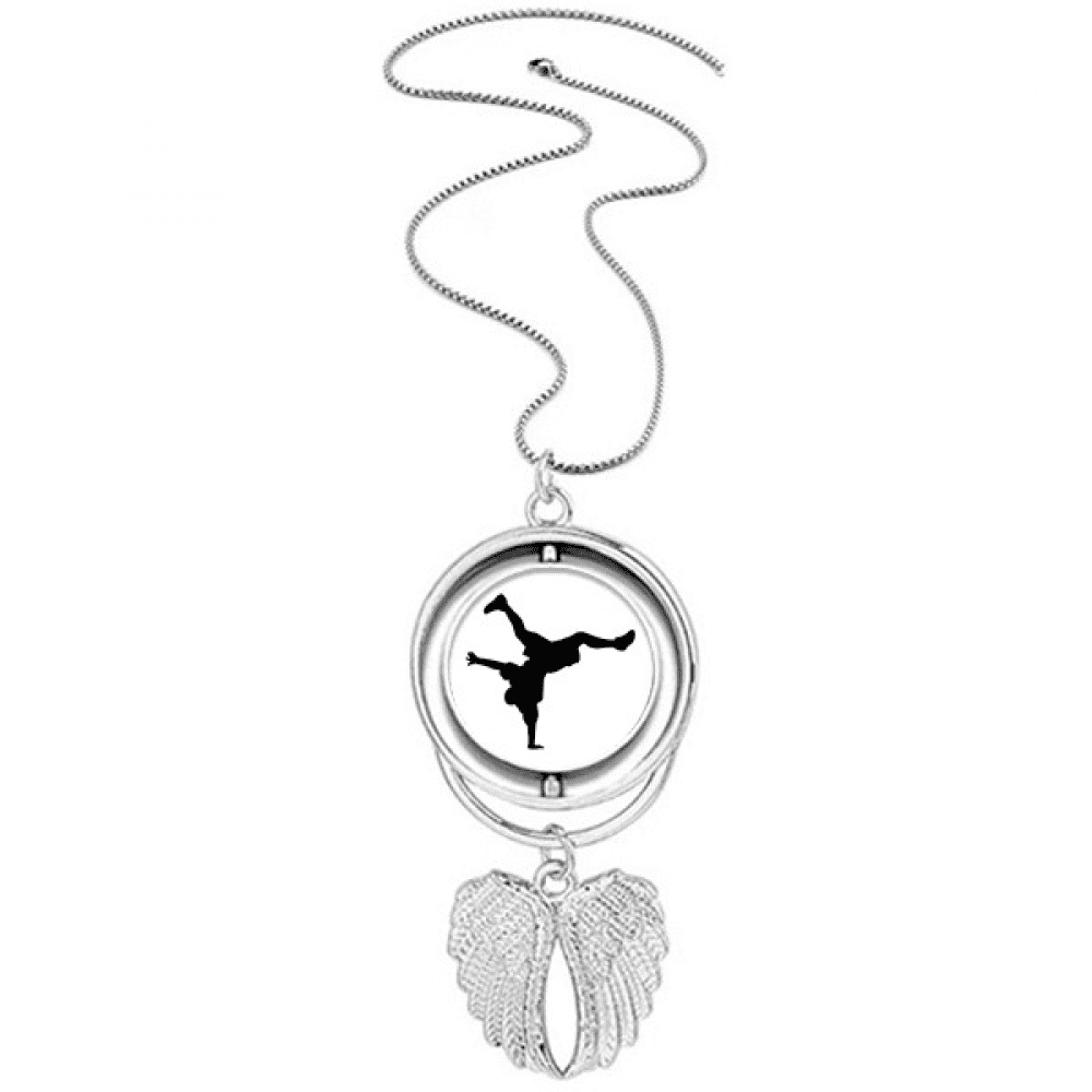 Handstand Breaking Dancer Sports Pendant Angel Wings Rotating Necklace ...