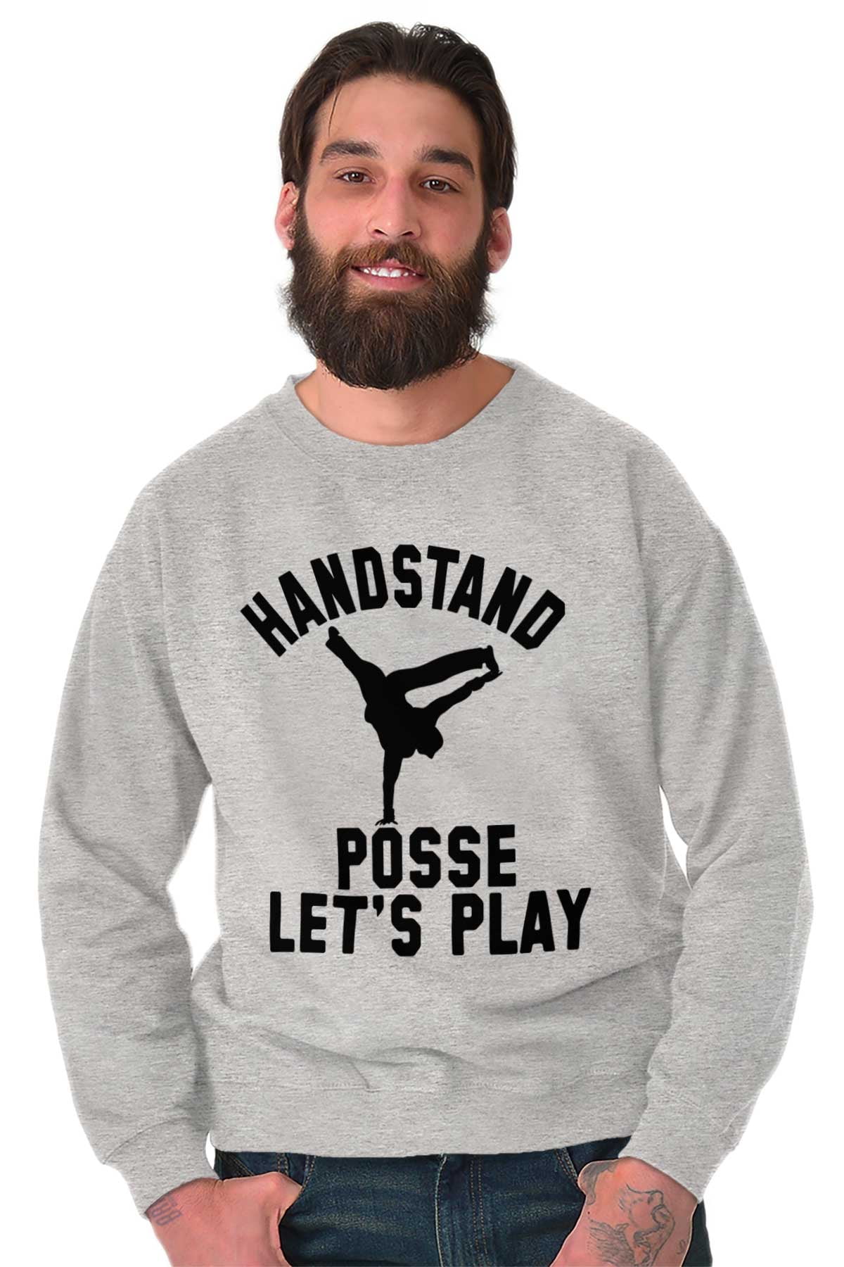Handstand Posse Lets Play Gymnastics Men Big & Tall Sweatshirt Brisco ...