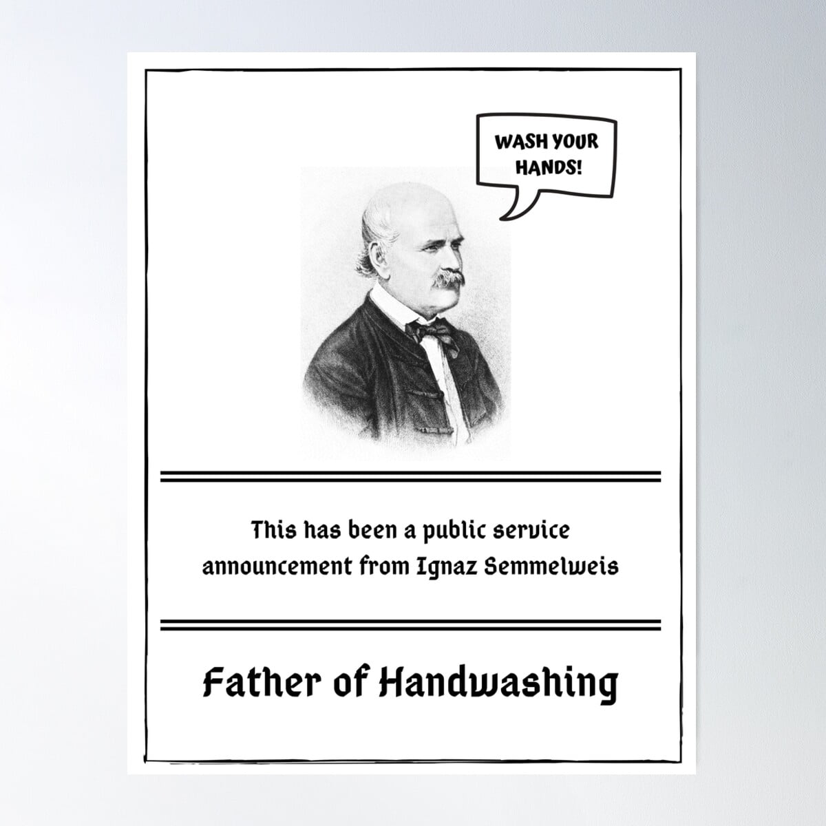 Handwashing Sign - Ignaz Semmelweis Print Poster Wall Art, Modern Wall ...
