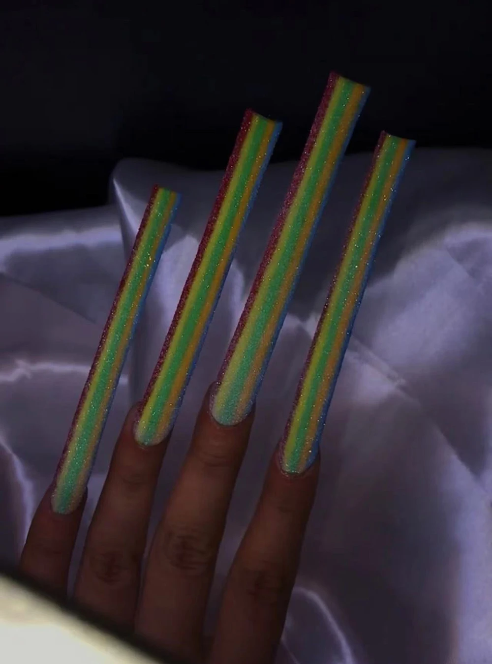 Handwork Acrylic Long Coffin Nail Art French Press On Full Cover Nail ...