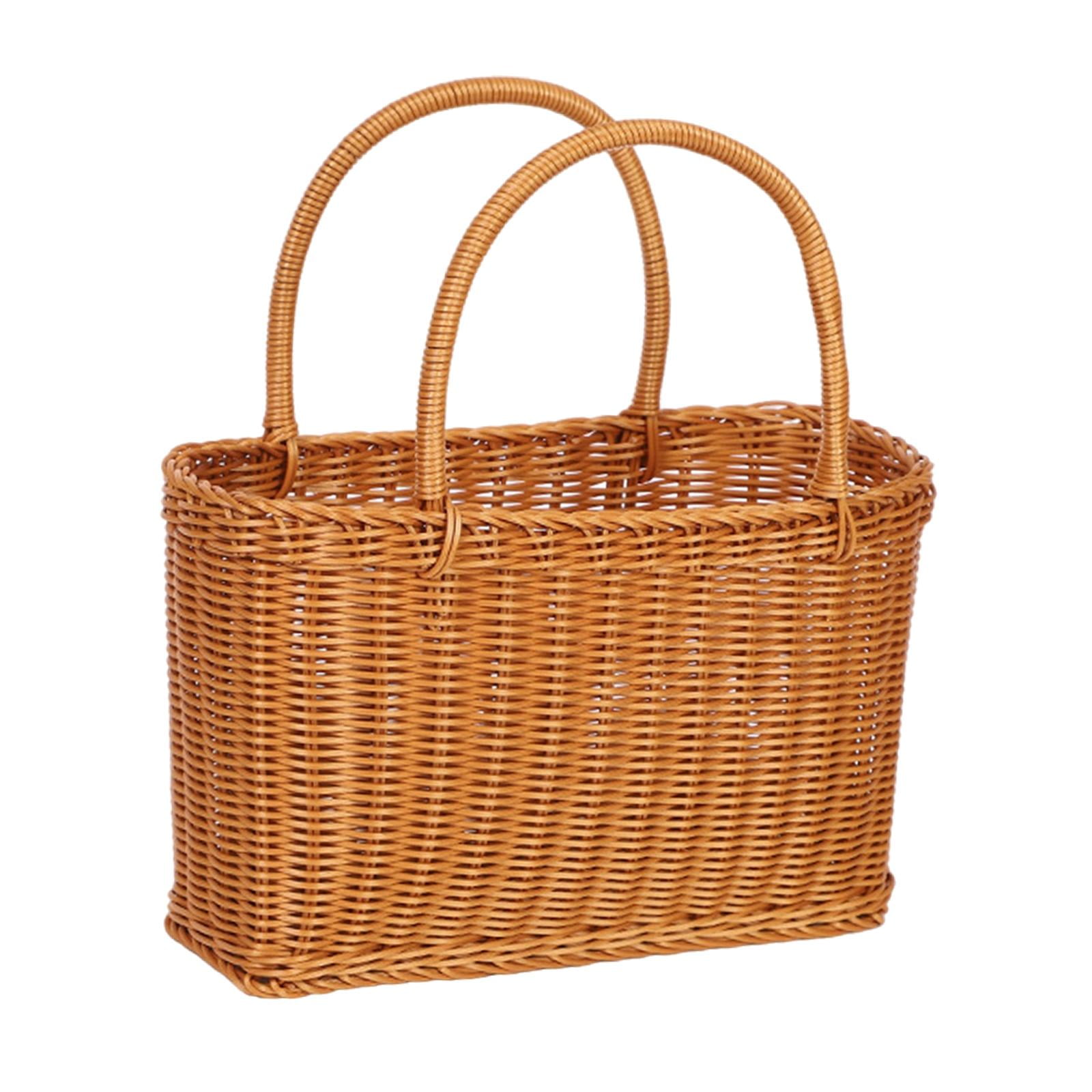 Handwoven Basket with Handles Shopping Basket Versatile Imitation ...