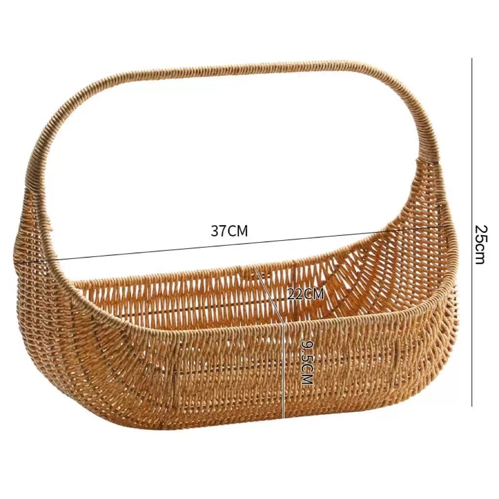 Handwoven Bread Basket and Fruit Tray in Natural Rattan, Rustic Style ...