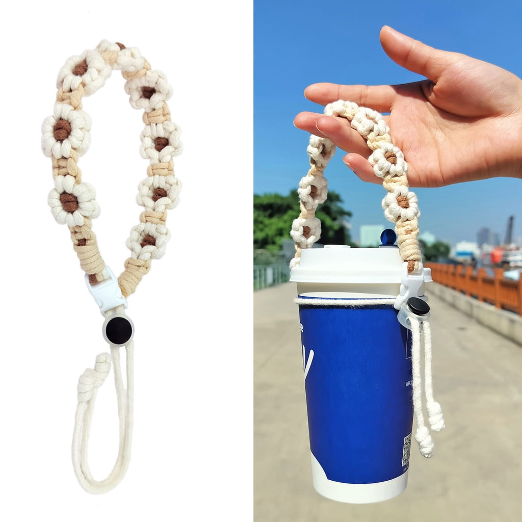 Handwoven Cotton Cup Holder Lanyard - Adjustable Bottle Strap for Water ...