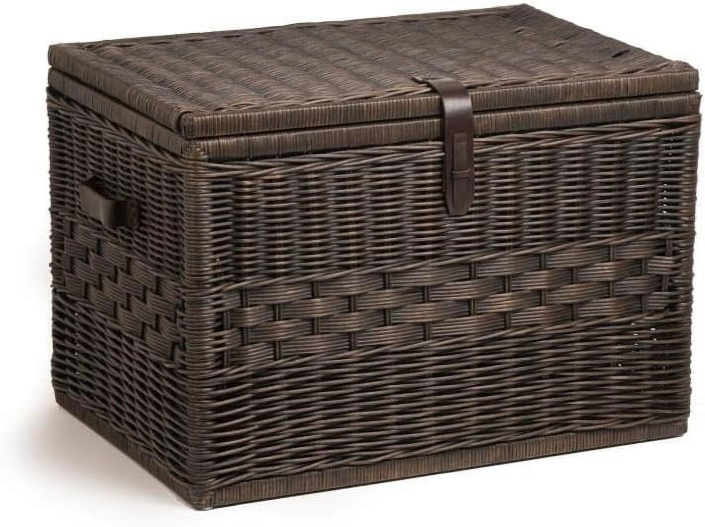Handwoven Deep Wicker Storage Trunk, Natural Rattan Wicker Chest with ...