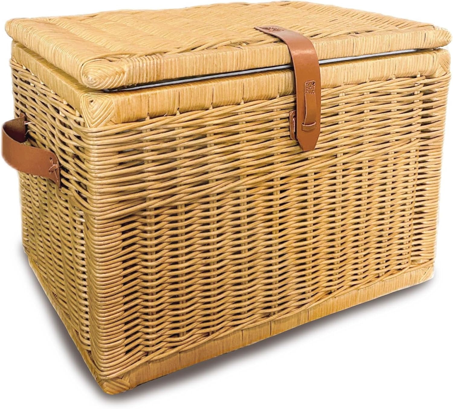 Handwoven Deep Wicker Storage Trunk, Natural Rattan Wicker Chest with ...