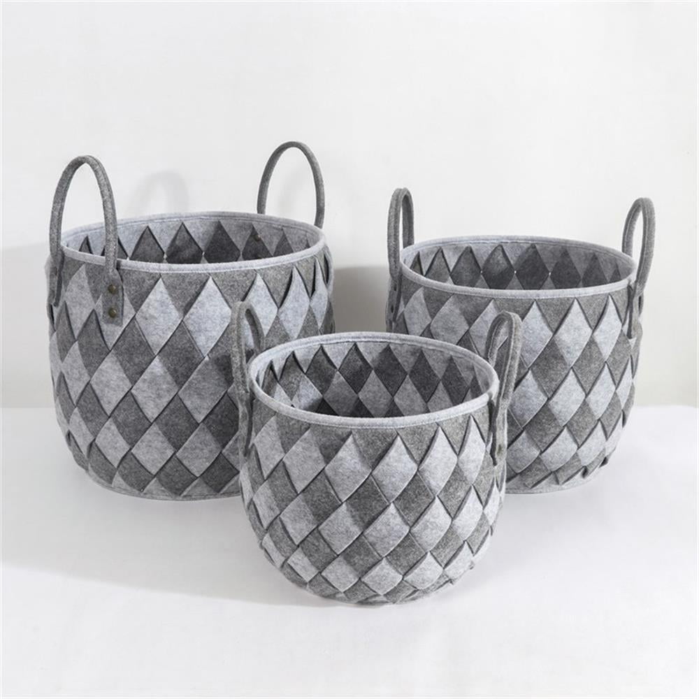 Handwoven Felt Basket Storage with Carry Handles Set of 3 - Walmart.com
