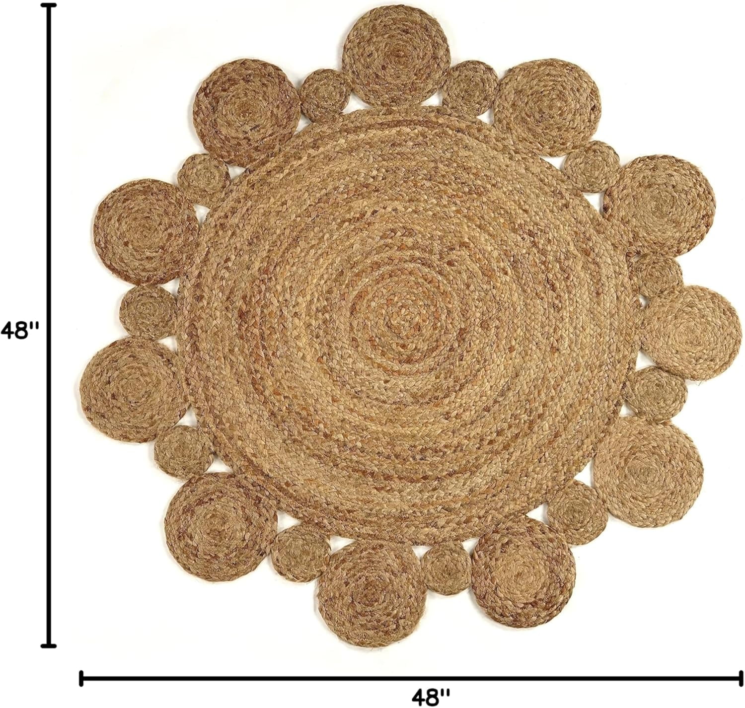 Handwoven Jute Area Rug - 4 Feet Round - Natural Fiber - Boho Rustic ...