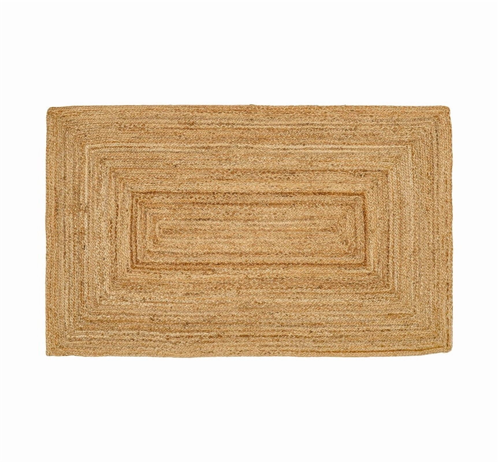 Handwoven Jute Braided Area Rug Rustic Beige Rectangular Reversible ...