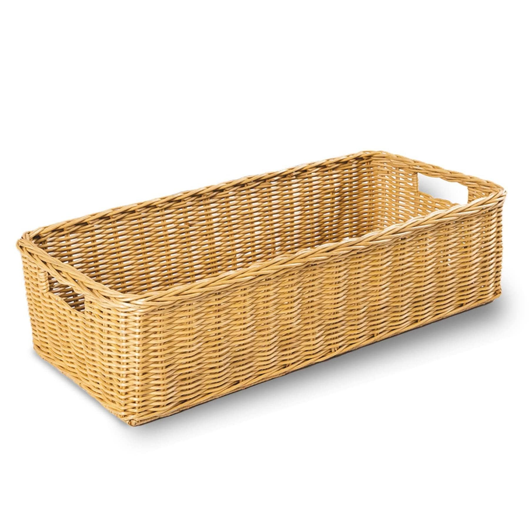 Handwoven Natural Rattan Basket Large Size, Narrow Low Profile Design ...