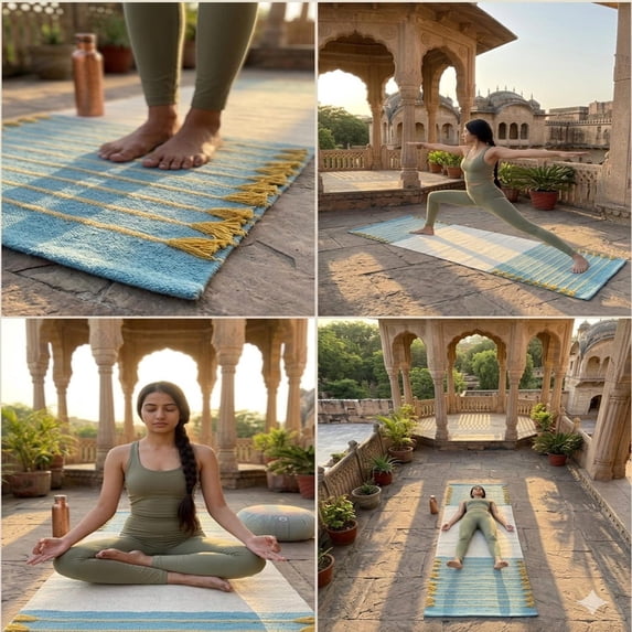 Handwoven Organic Cotton Yoga Mat: Natural, Non-Slip, 2x6 Feet ...