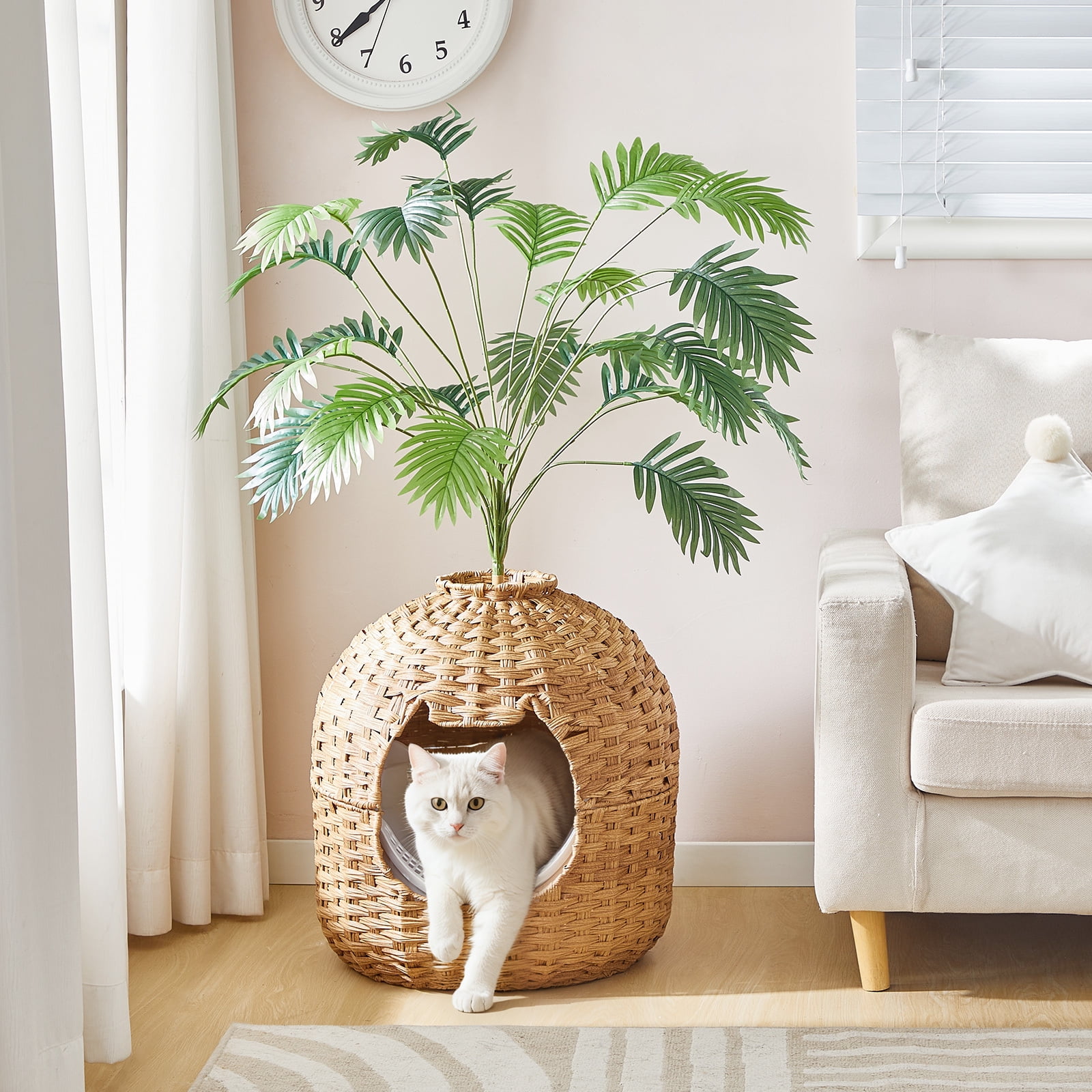 Handwoven Rattan Cat Litter Box Enclosure - Hidden Litter Box ...