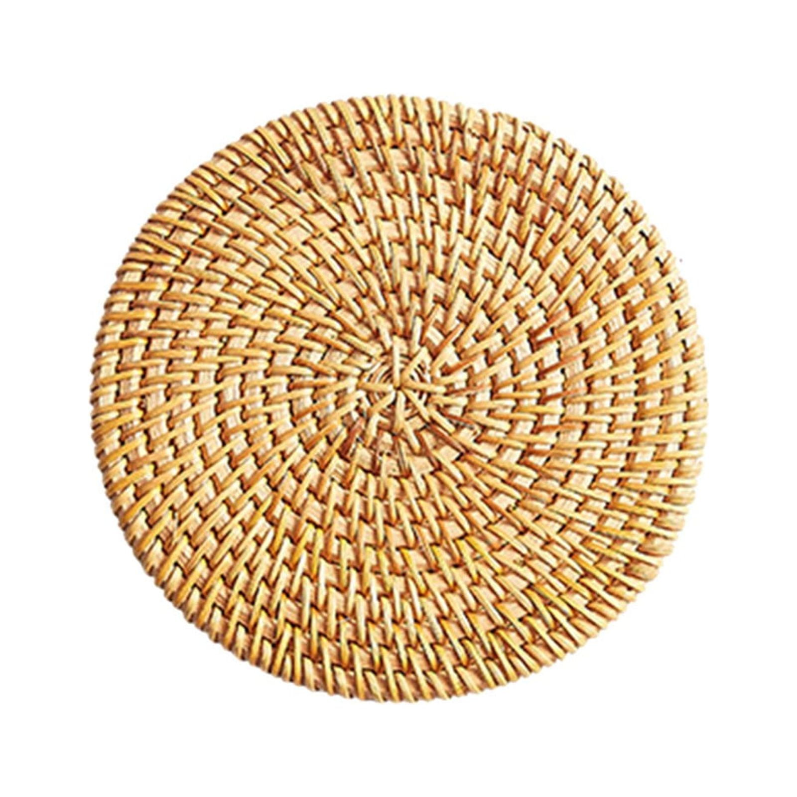 Handwoven Rattan Coaster Set, Kingtowag Handmade Rattan Insulation Mat ...