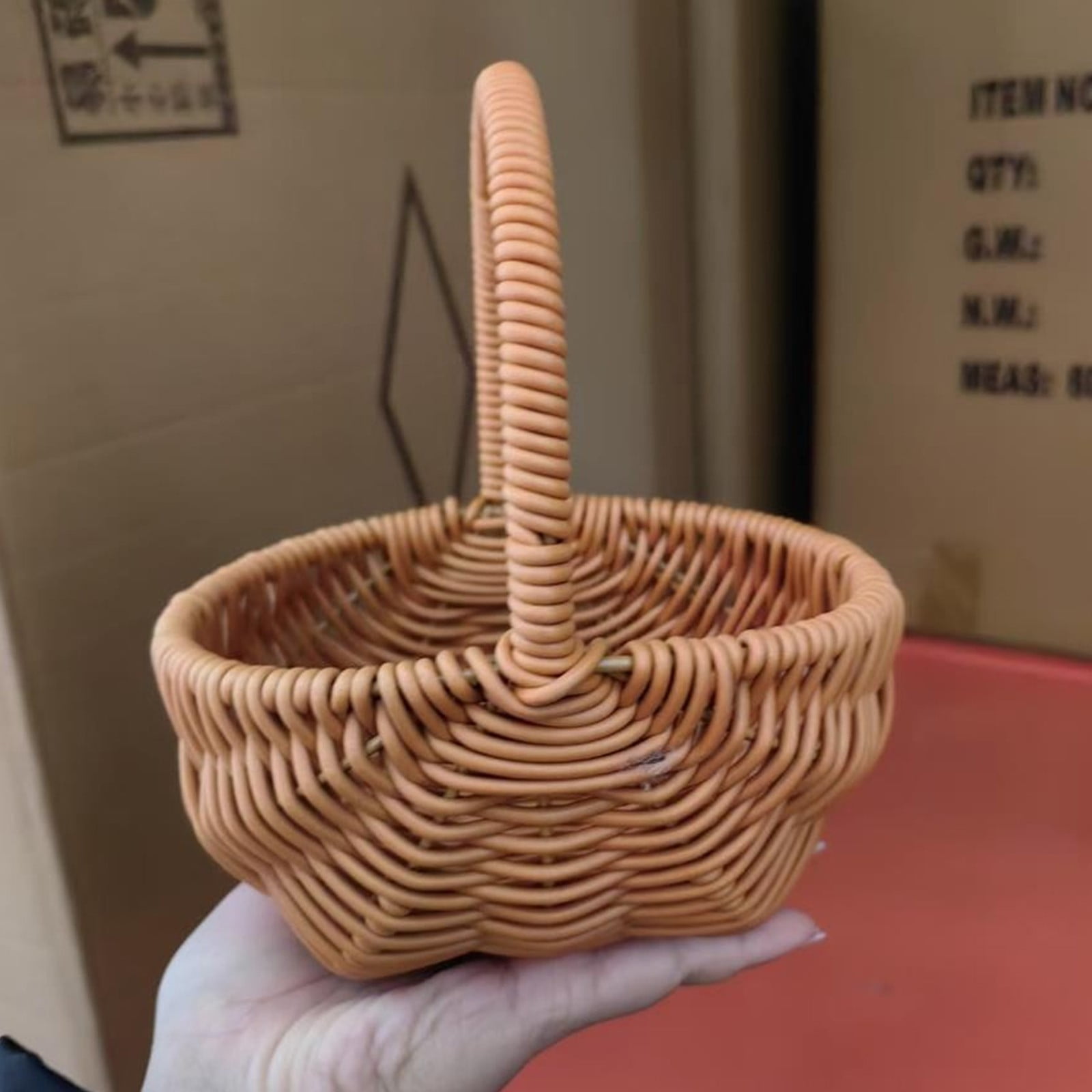 Handwoven Rattan Flower Basket - Bouquet Floral Art Handbasket for ...