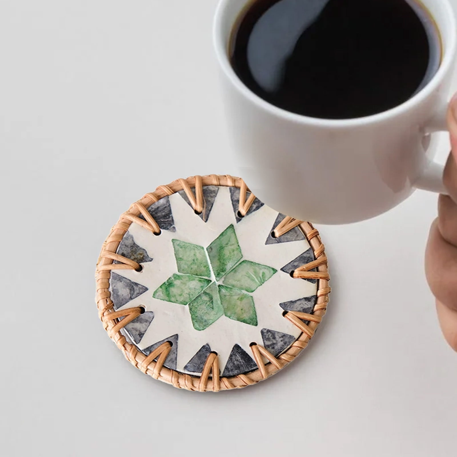 Handwoven Rattan Seashell Coaster Set - Eco-Friendly Natural Materials ...