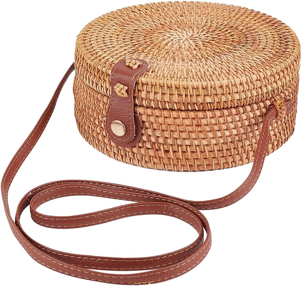 Handwoven Round Rattan Bag Large Straw Bag for Women Handmade Wicker ...