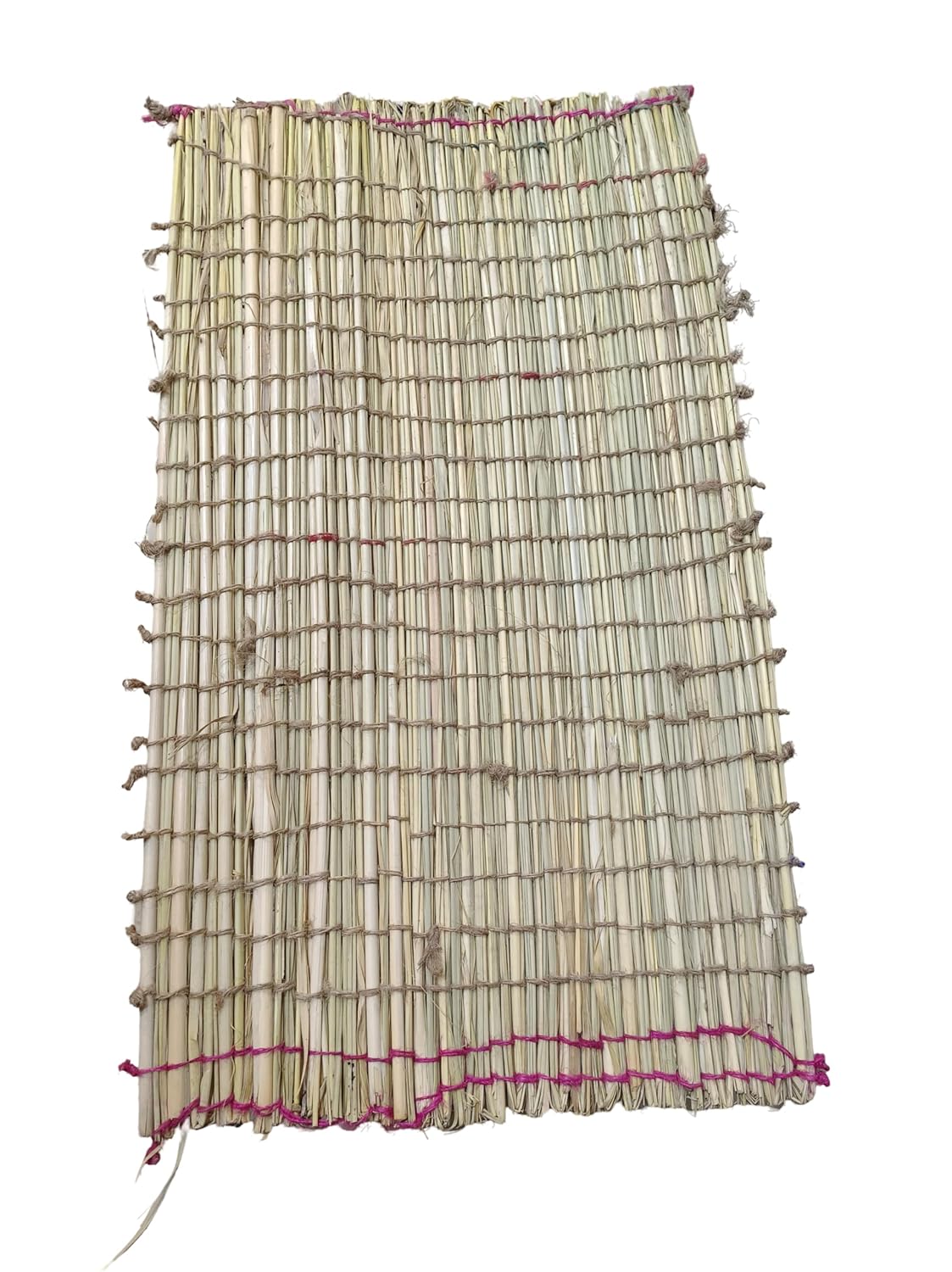Handwoven Straw Mat with Pink Accents 90 x 60 cm - Walmart.com