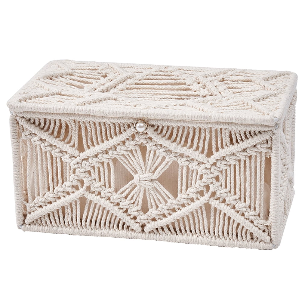 Handwoven Tissue Box Cotton Rope Woven Draw Paper Storage Container ...
