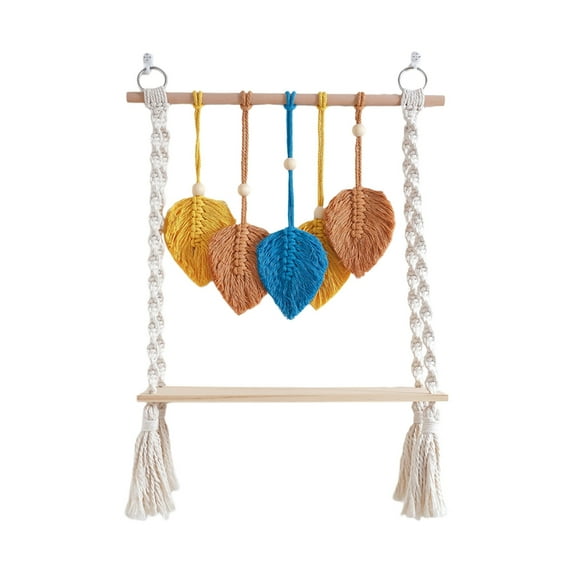 Handwoven Wall Shelf Colorful Leaf Designs Storage Rack Bohemian ...