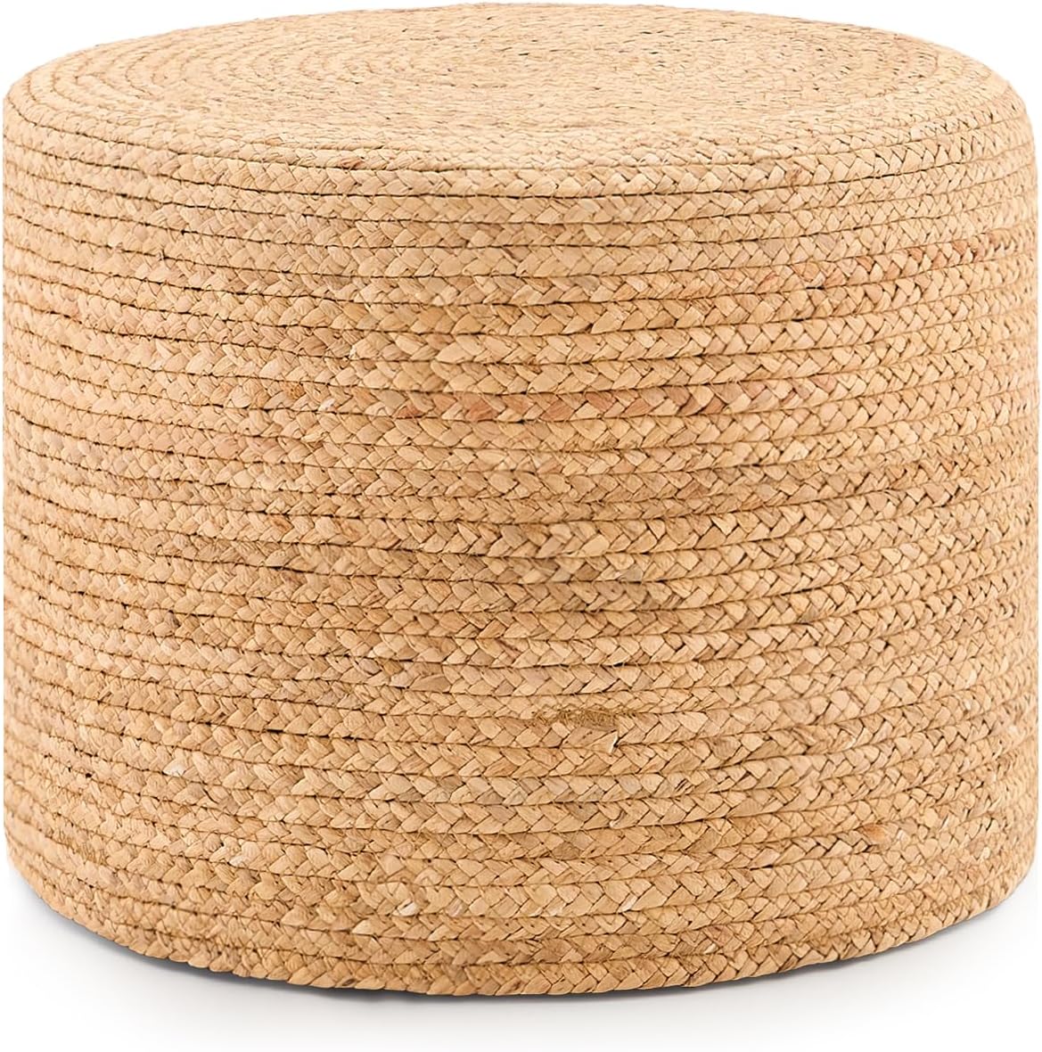 Handwoven Water Hyacinth Ottoman Pouf, Round Outdoor Footstool with ...