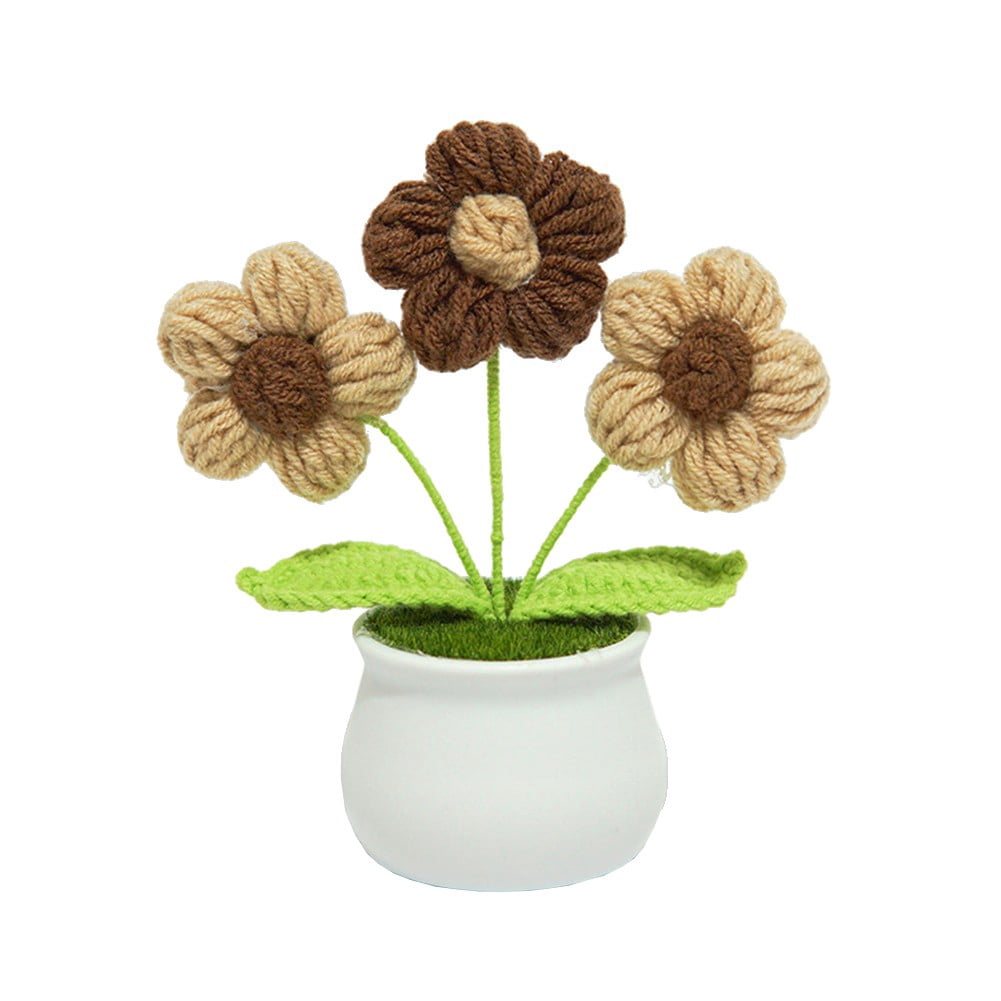 Handwoven Wool Crochet Puff Flower Pot: A Timeless,Low-maintenance Home ...