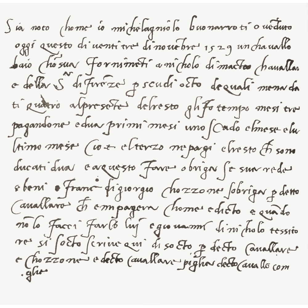 Handwriting By Michelangelo Di Lodovico Buonarroti Simoni. From ...