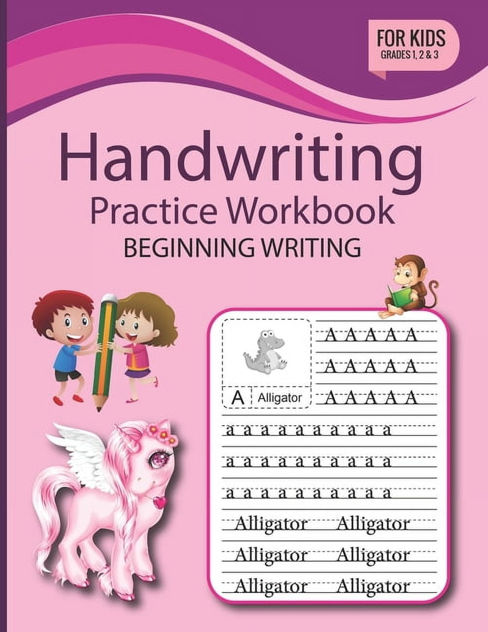 Handwriting Practice Workbook : Cute Unicorn Alphabet Handwriting ...