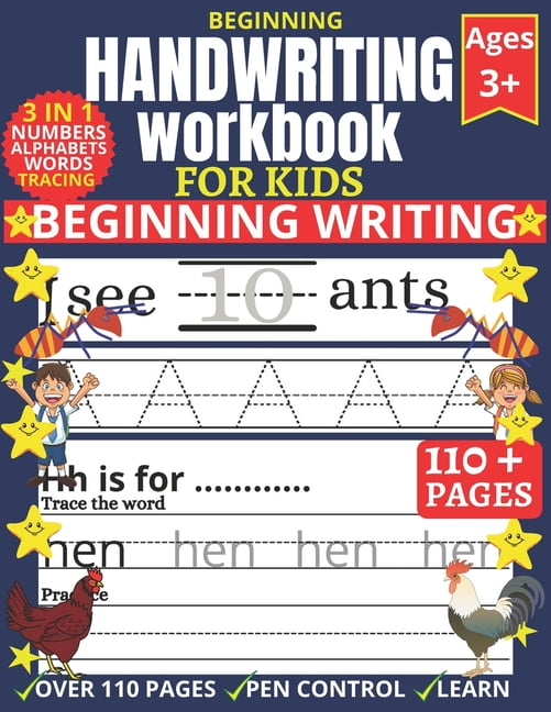 Handwriting Workbook For kids: 3-in-1 Writing Practice Book For ...