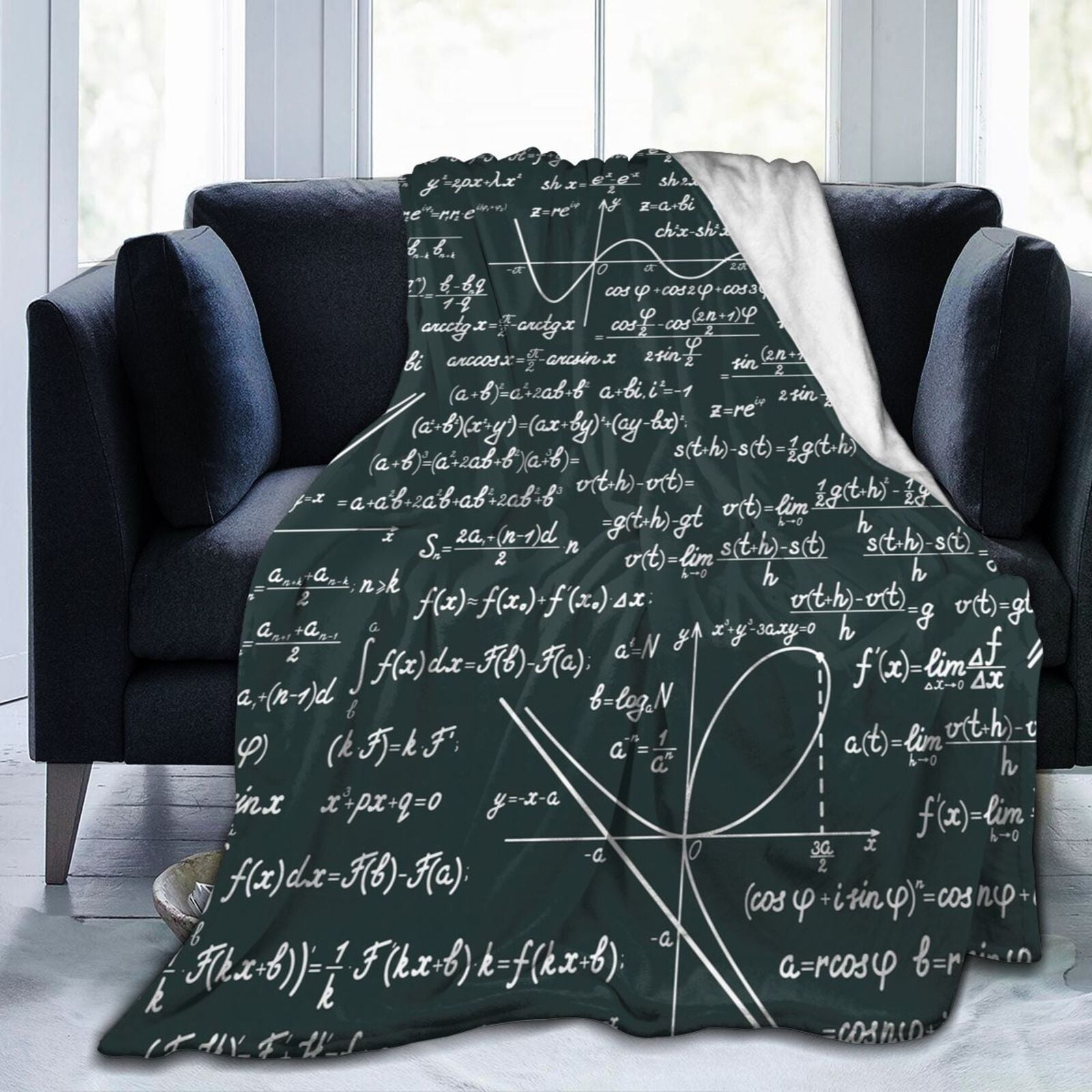 Handwritten Math Formulas Pattern Throw Blanket Soft Cozy Warm Durable Fuzzy Flannel Blankets 60 ...