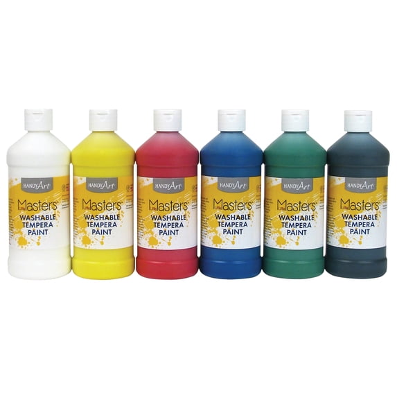 Handy Art Washable Tempera Paint Set, 16 oz., 6 Colors, Kids Craft ...