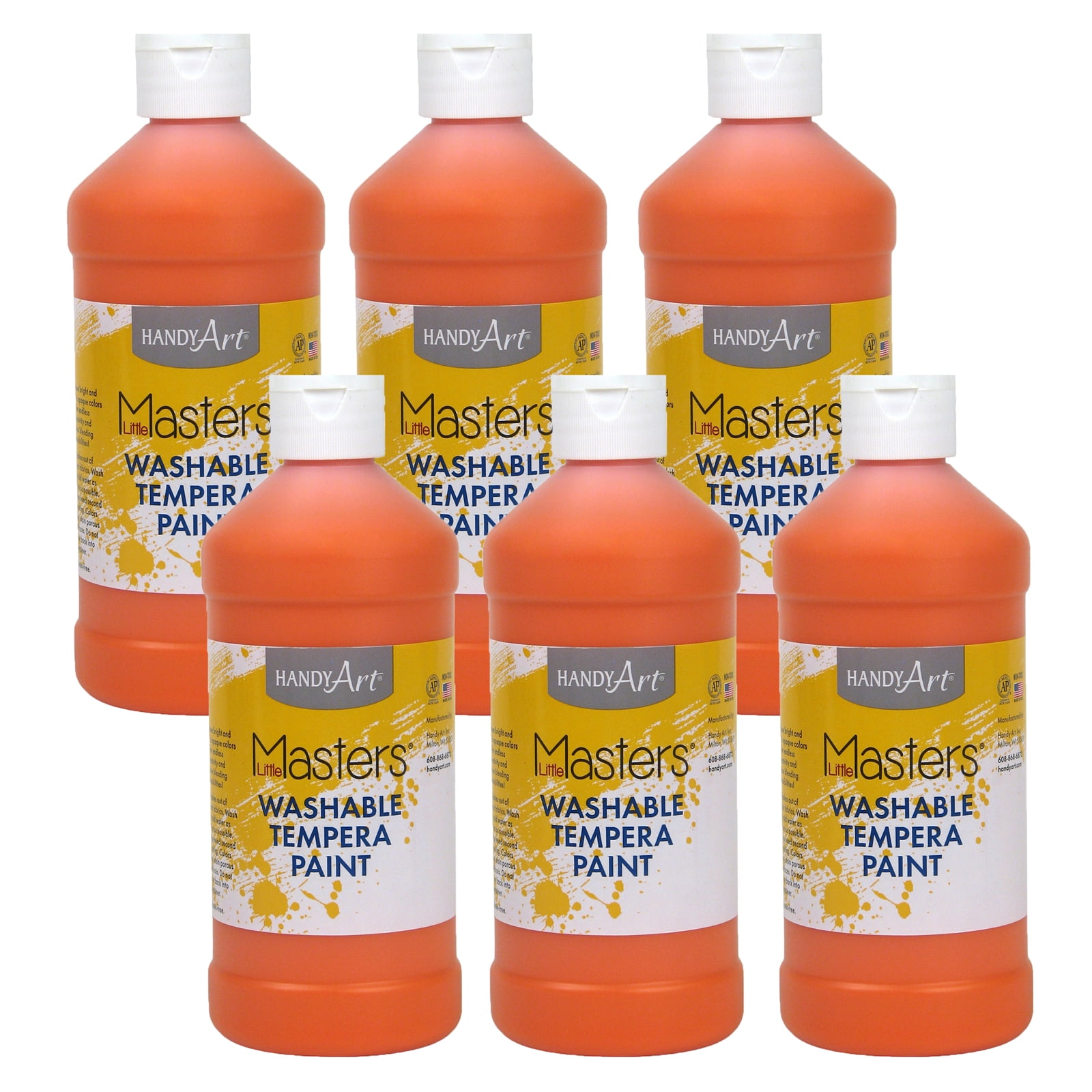 Handy Art Little Masters Washable Tempera Paint, Orange, 16 oz., Pack ...
