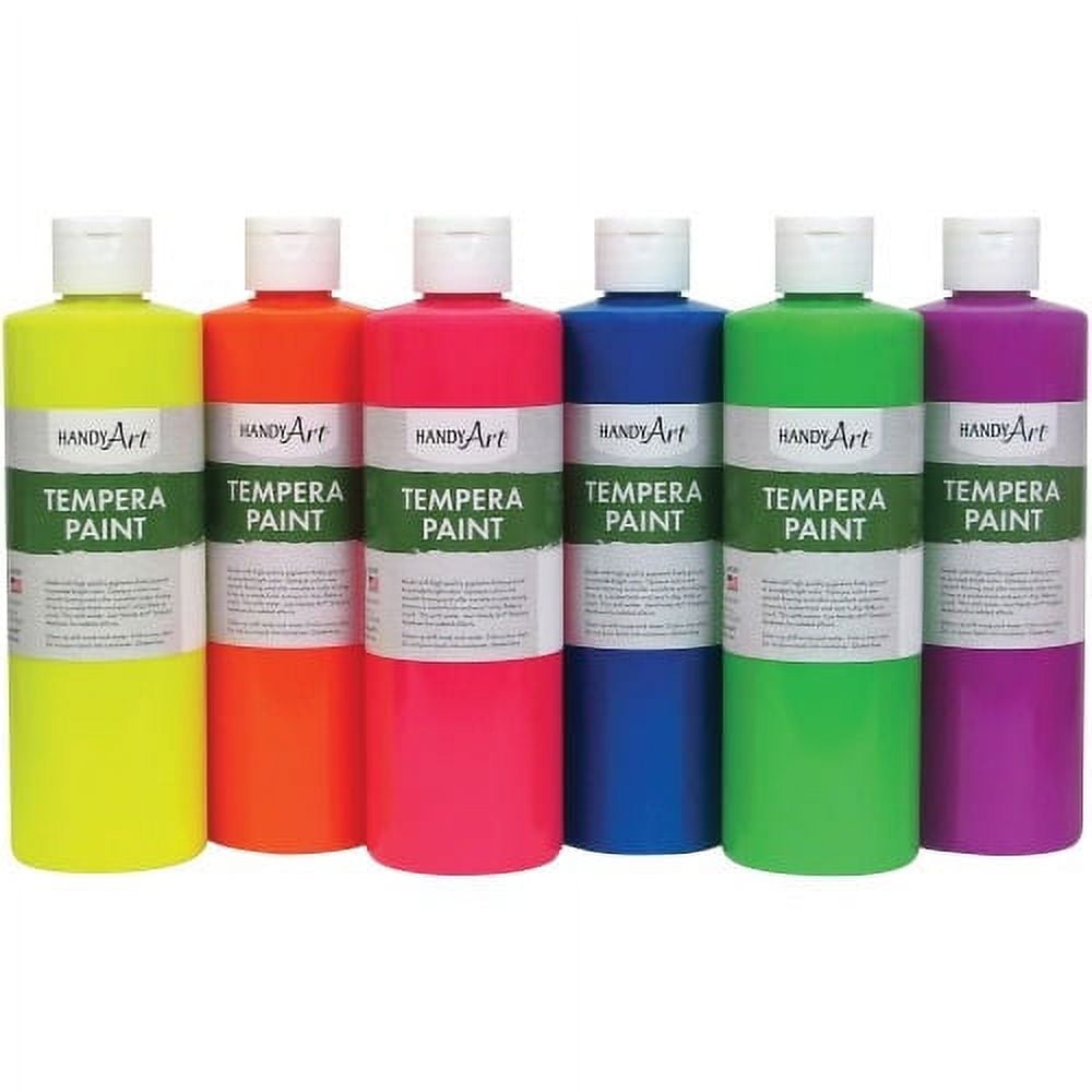 Handy Art Tempera Paint, Pint, Fluorescent 6-Color Set - Walmart.com