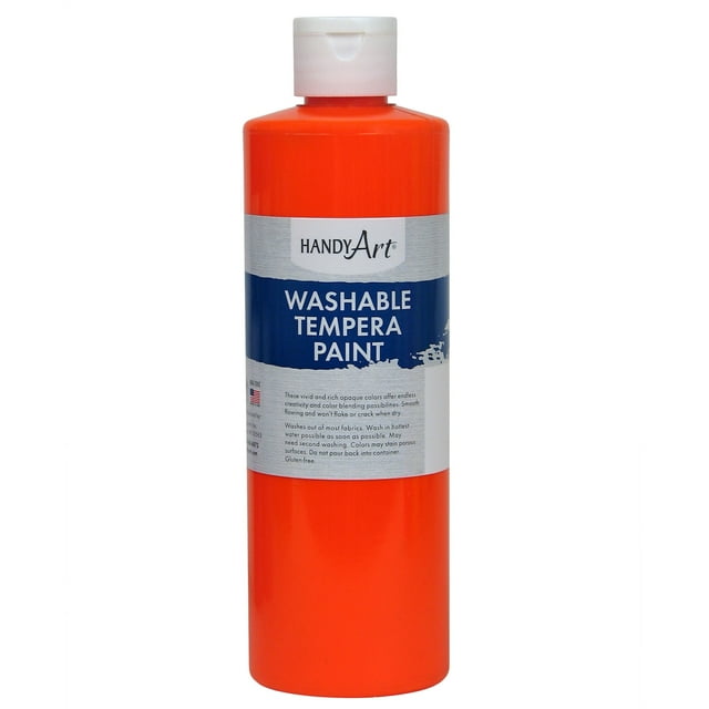 Handy Art® Washable Tempera Paint, 16 oz., Fluorescent Orange, Pack of ...
