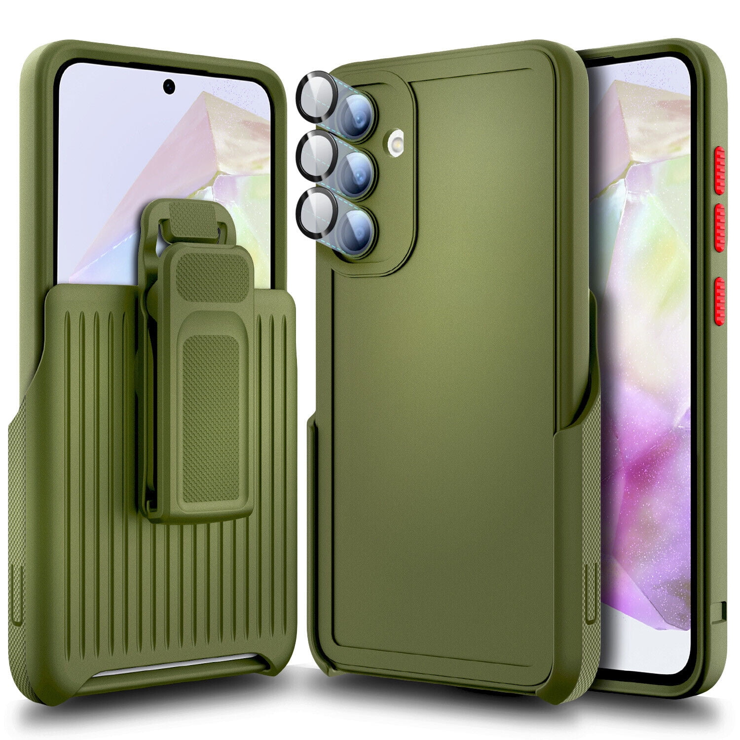 Handy Belt Clip Holster Kickstand Phone Case For Samsung Galaxy A35 5G with Built-in Camera Lens ...