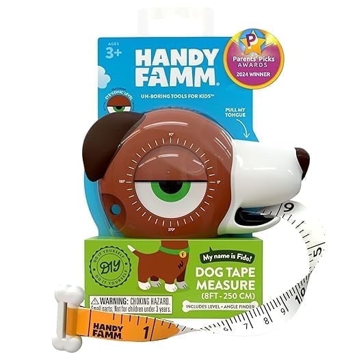 Handy Famm Fido Dog Tape Measure for Kids, 8ft STEM Montessori Tool ...