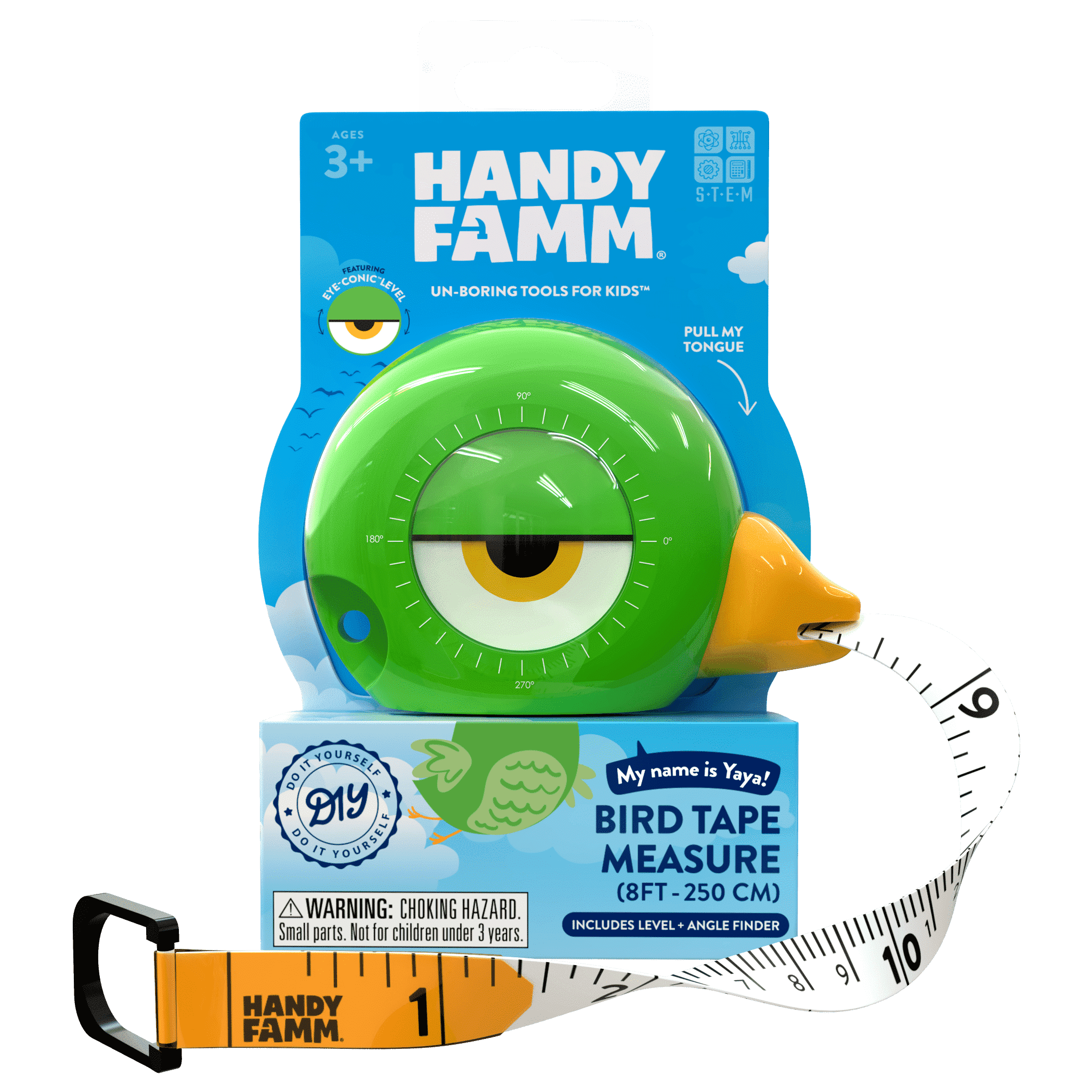 Handy Famm 8ft Retractable Bird Measuring Tape for Kids STEM Toy, Green ...