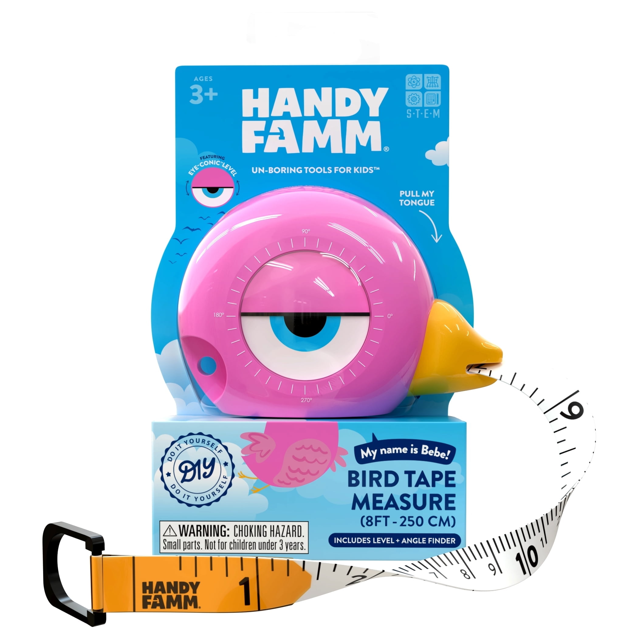 Handy Famm Pink Bird 8ft Kids Tape Measure, Durable Materials, STEM ...