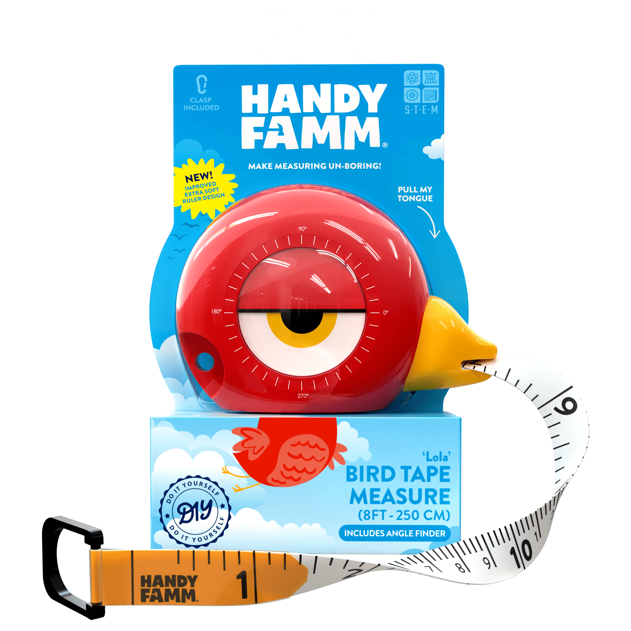 Handy Famm Red Bird 8ft Kids Tape Measure, Durable Materials, STEM Toys ...