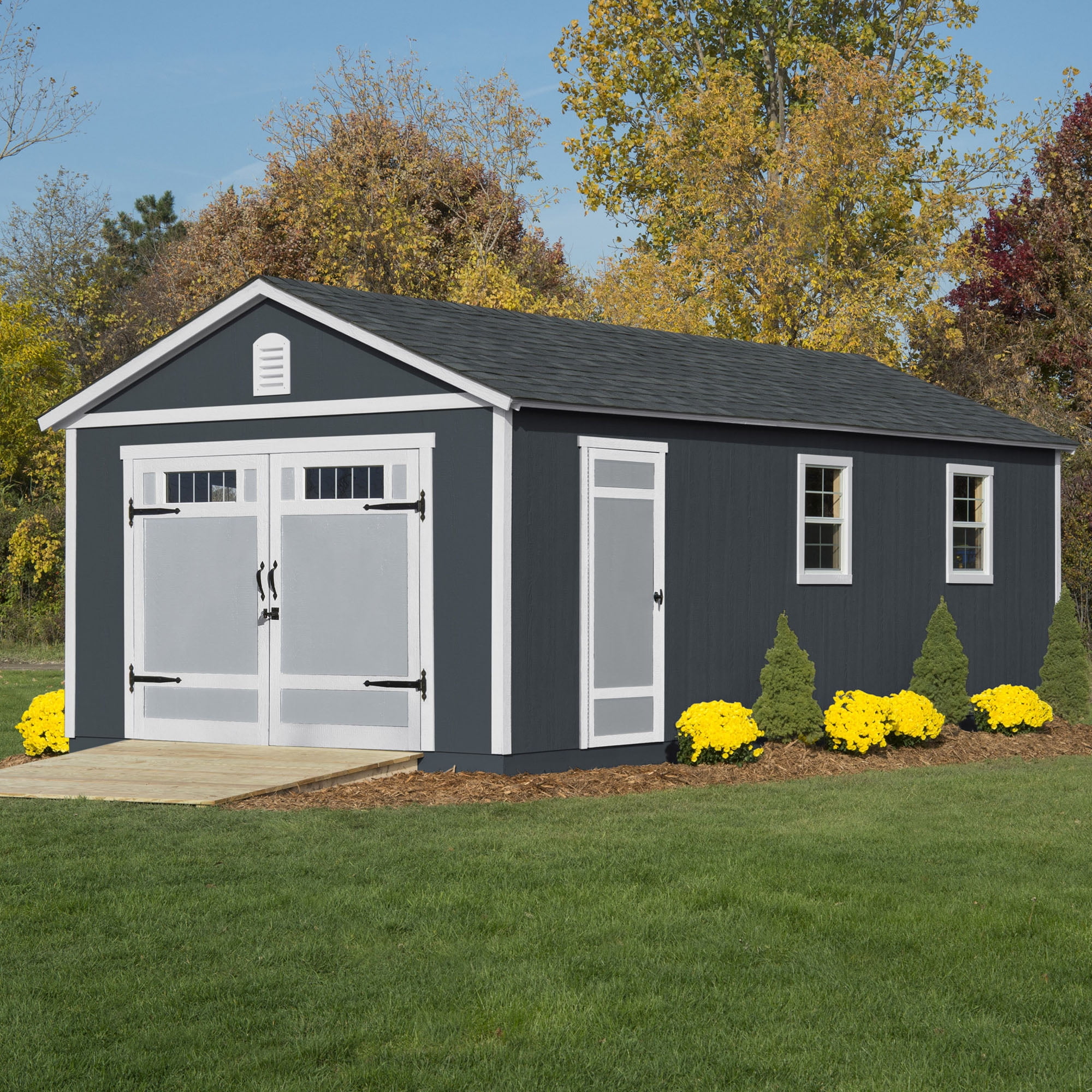 Handy Home Products Manhattan 12x24 ft. Garage Wood Shed Kit with Side ...