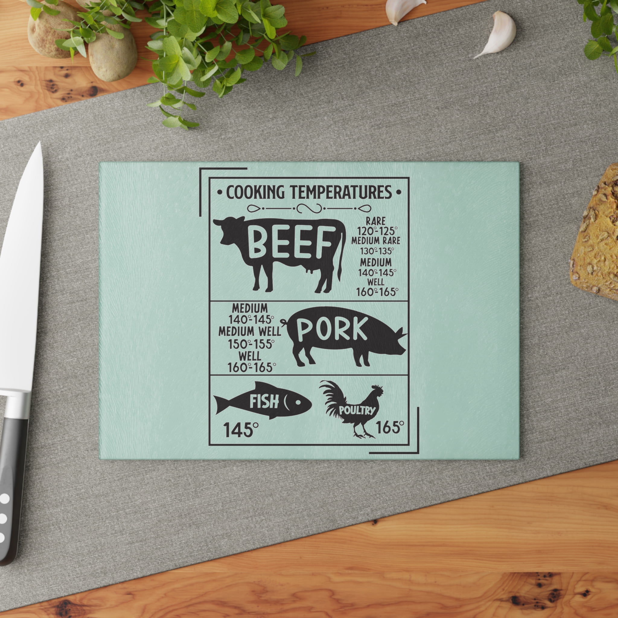 Handy Kitchen Conversion Chart Glass Cutting Board - Cooking Essentials ...