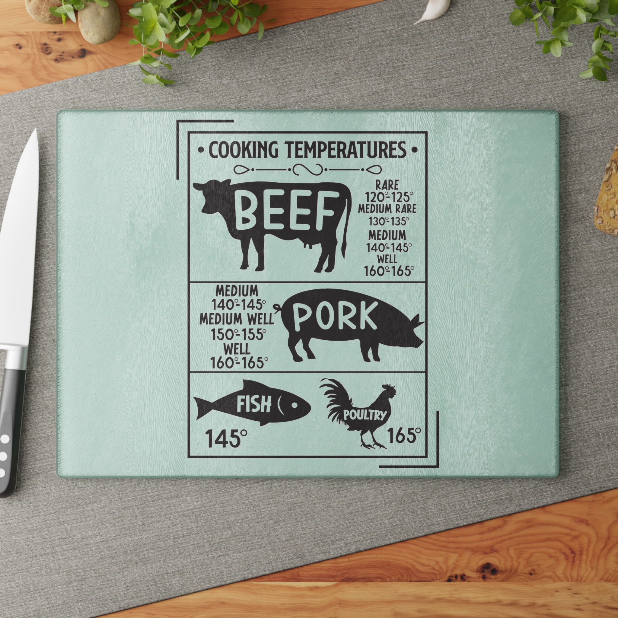 Handy Kitchen Conversion Chart Glass Cutting Board - Cooking Essentials ...