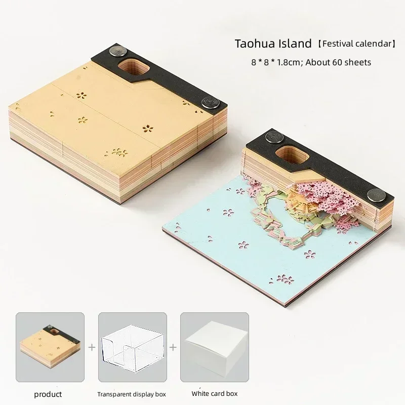 Handy Notepad 3D Paper Carving Record Notes With calendar 2024 Chasing ...